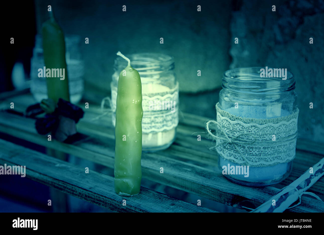 Craft wax candles in a market, object detail to give light Stock Photo ...
