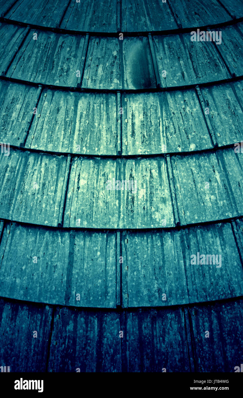 Old weathered metal roof, detail of protection against rain, rusty ...