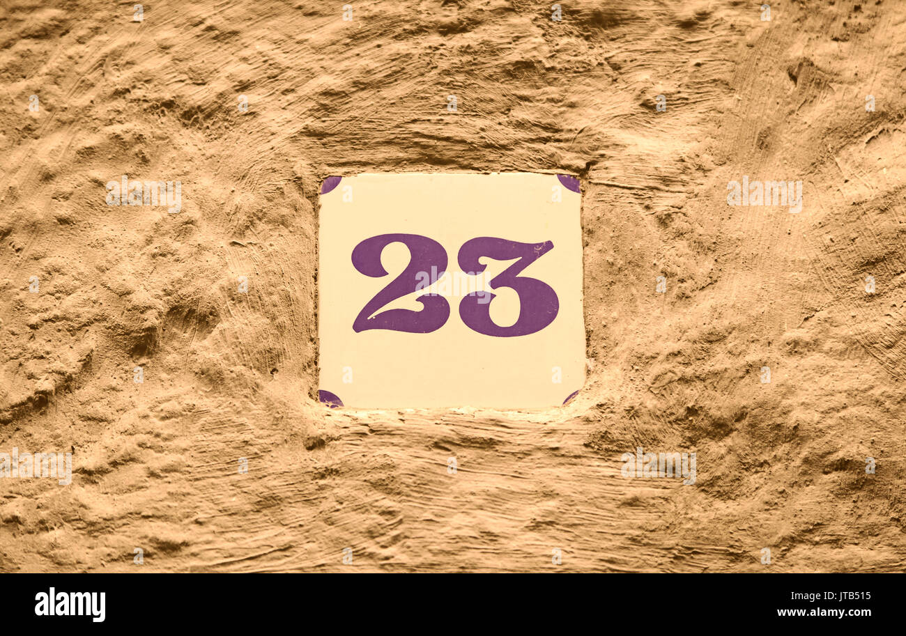 Number twenty-three, detail of an odd number of information, digit ...