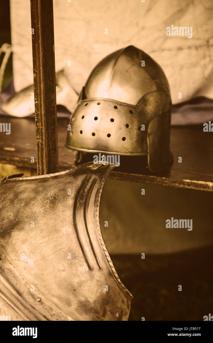 Medieval armor, detail of an ancient armor of war and protection ...