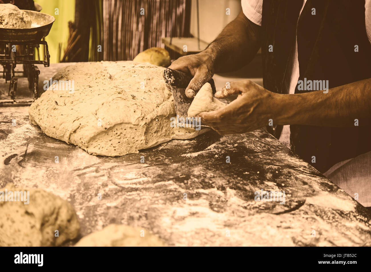 Bread dough, bread making detail, traditional artisan bakery, food and ...