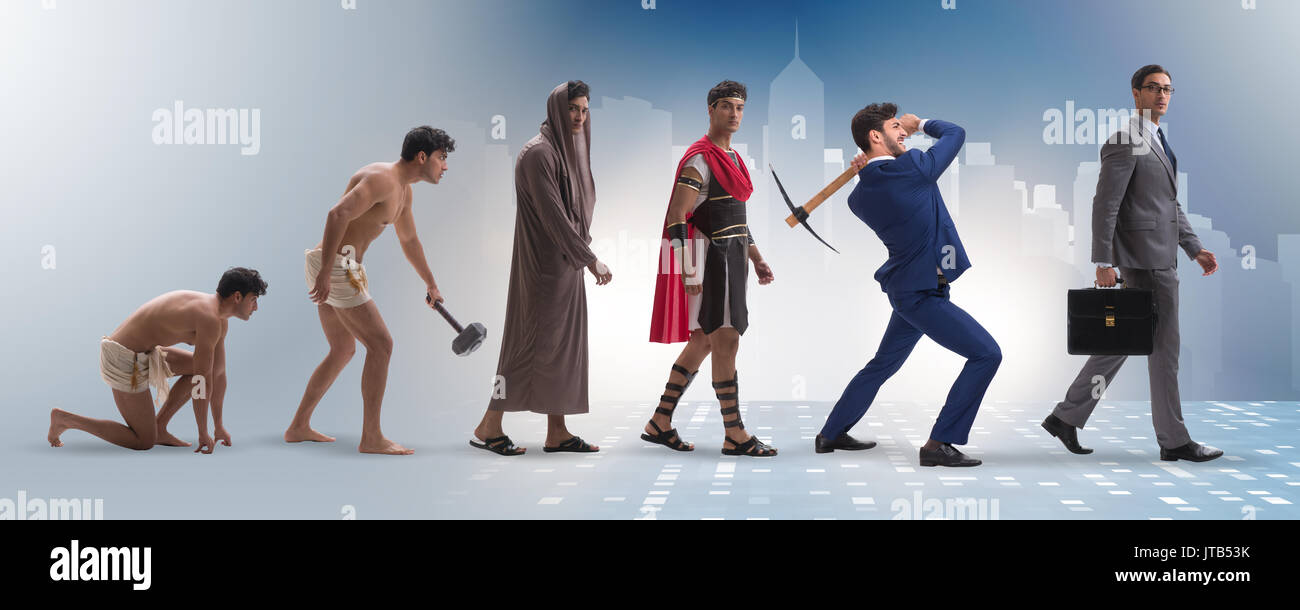 Progression of man mankind from ancient to modern Stock Photo - Alamy