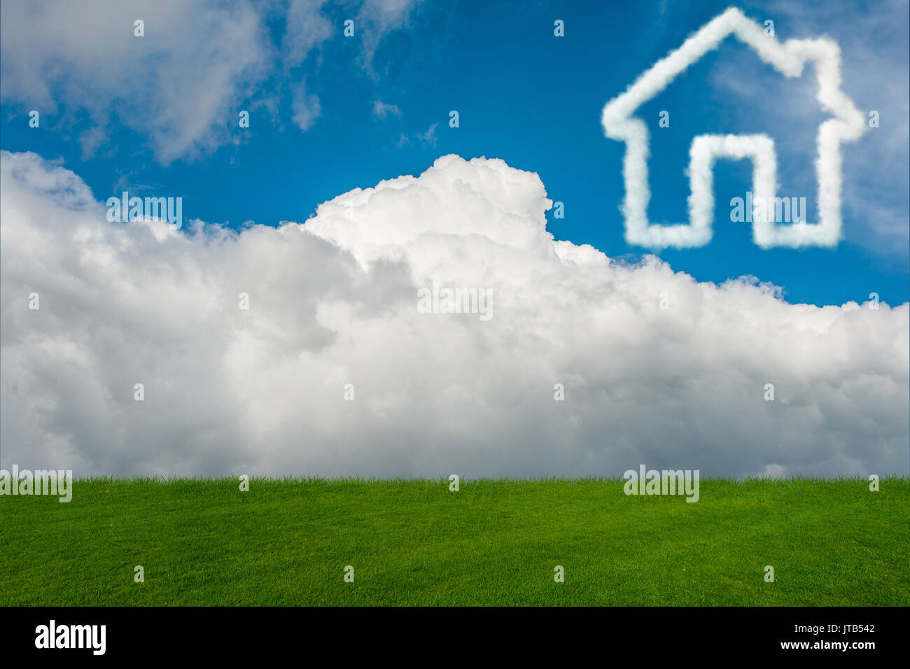 House in the sky made of clouds - 3d rendering Stock Photo - Alamy