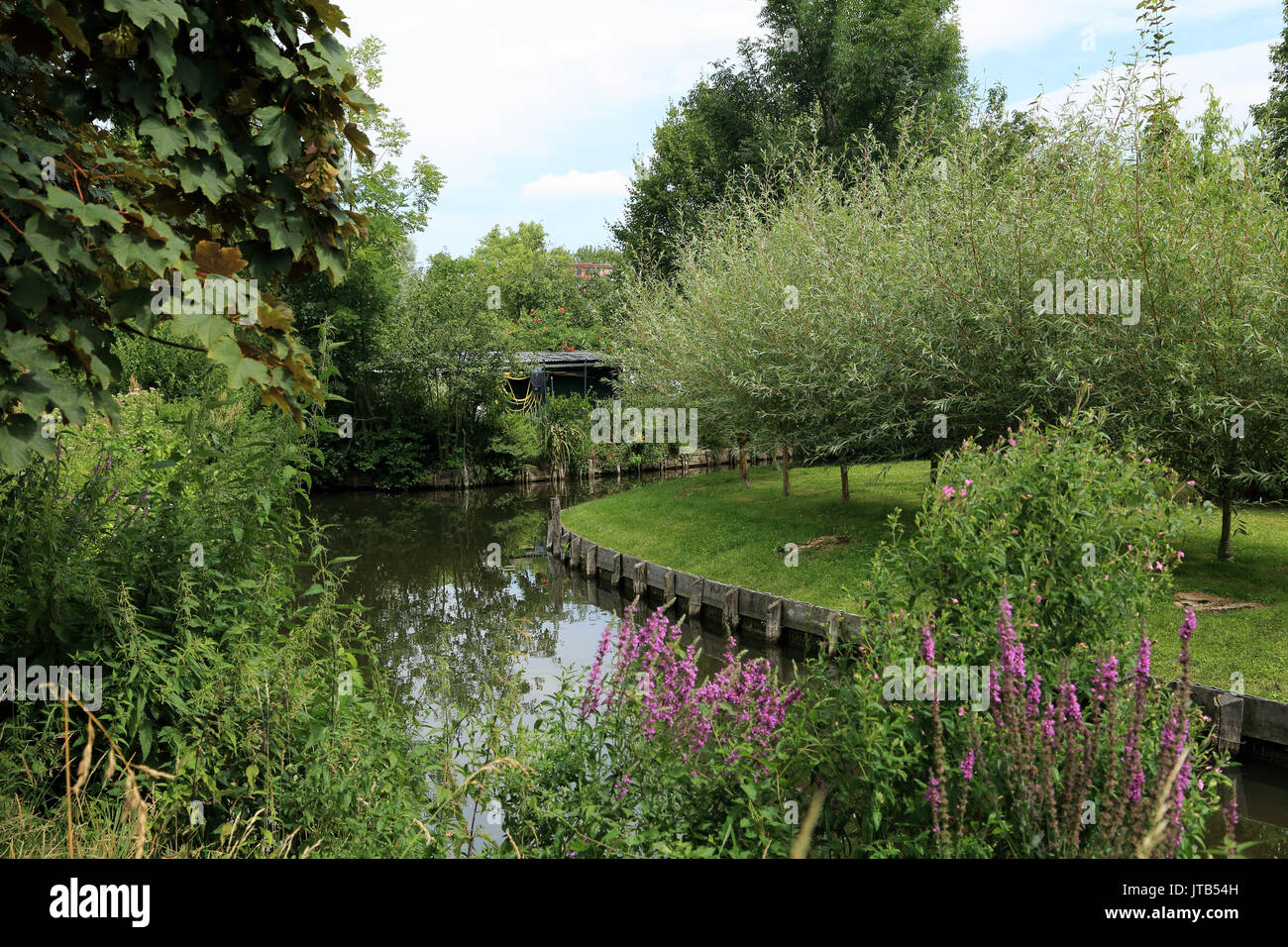 canal and gardens at Les Hortillannages in Amiens, Somme, Hauts de ...
