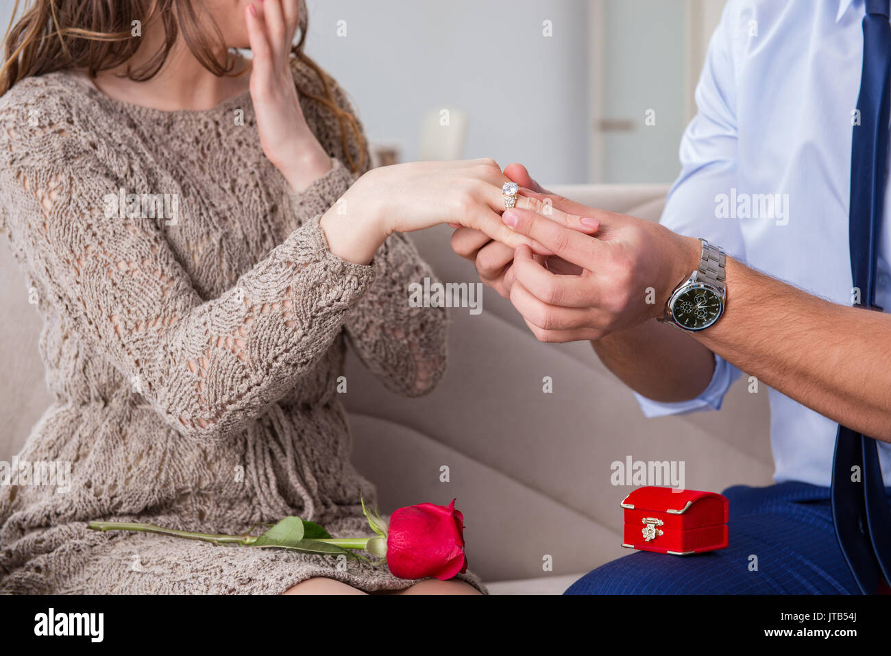 Romantic concept with man making marriage proposal Stock Photo - Alamy