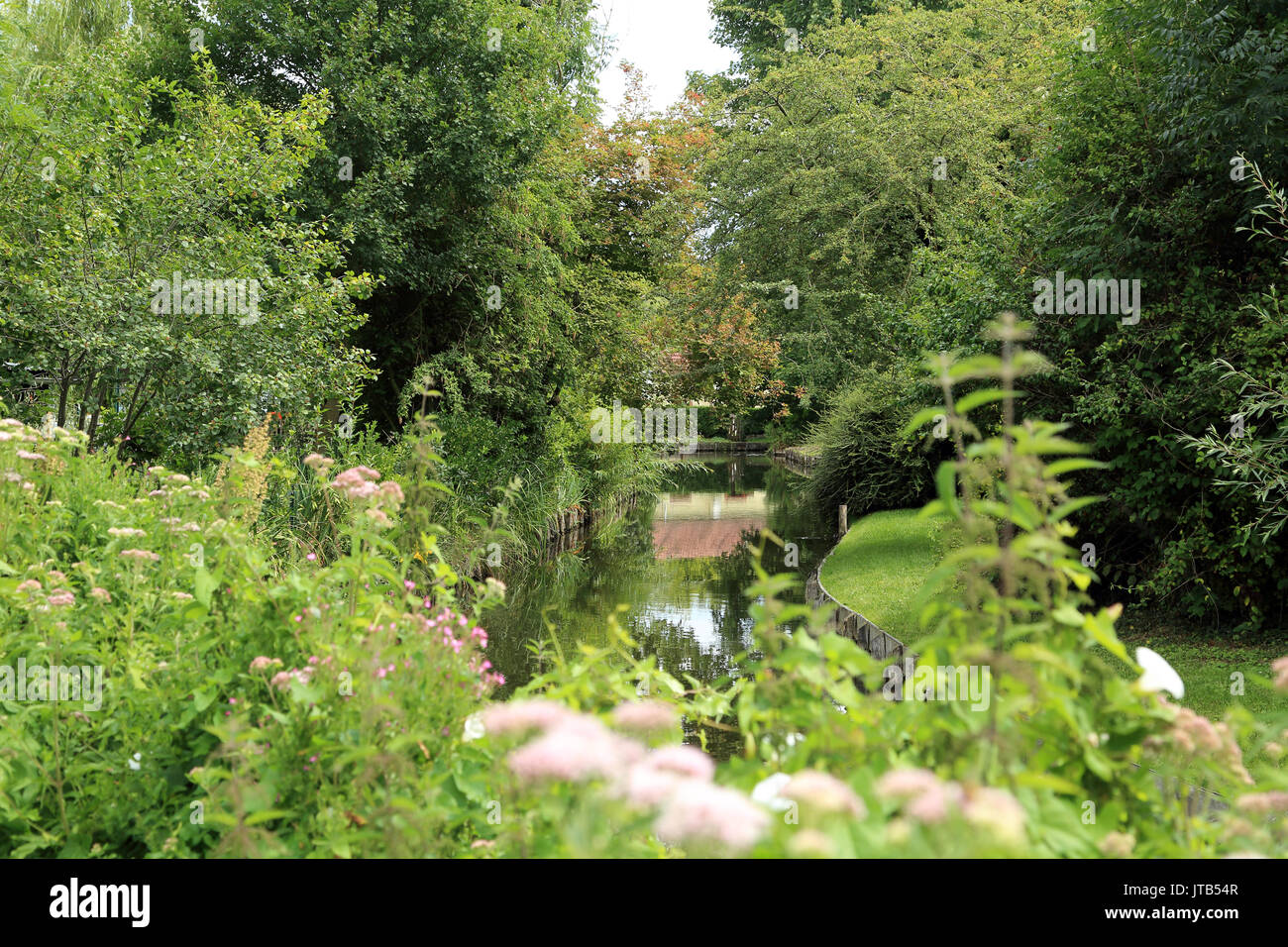 canal and gardens at Les Hortillannages in Amiens, Somme, Hauts de ...