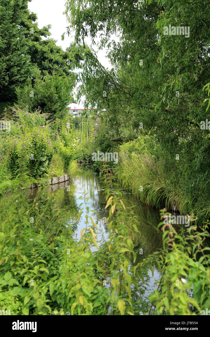 canal and gardens at Les Hortillannages in Amiens, Somme, Hauts de ...