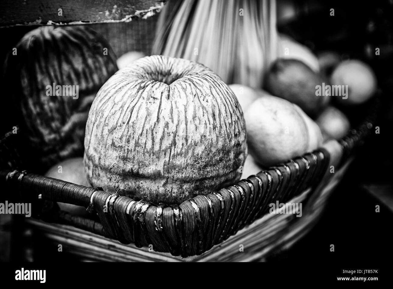 Fresh mango pineapple fruits Black and White Stock Photos & Images - Alamy