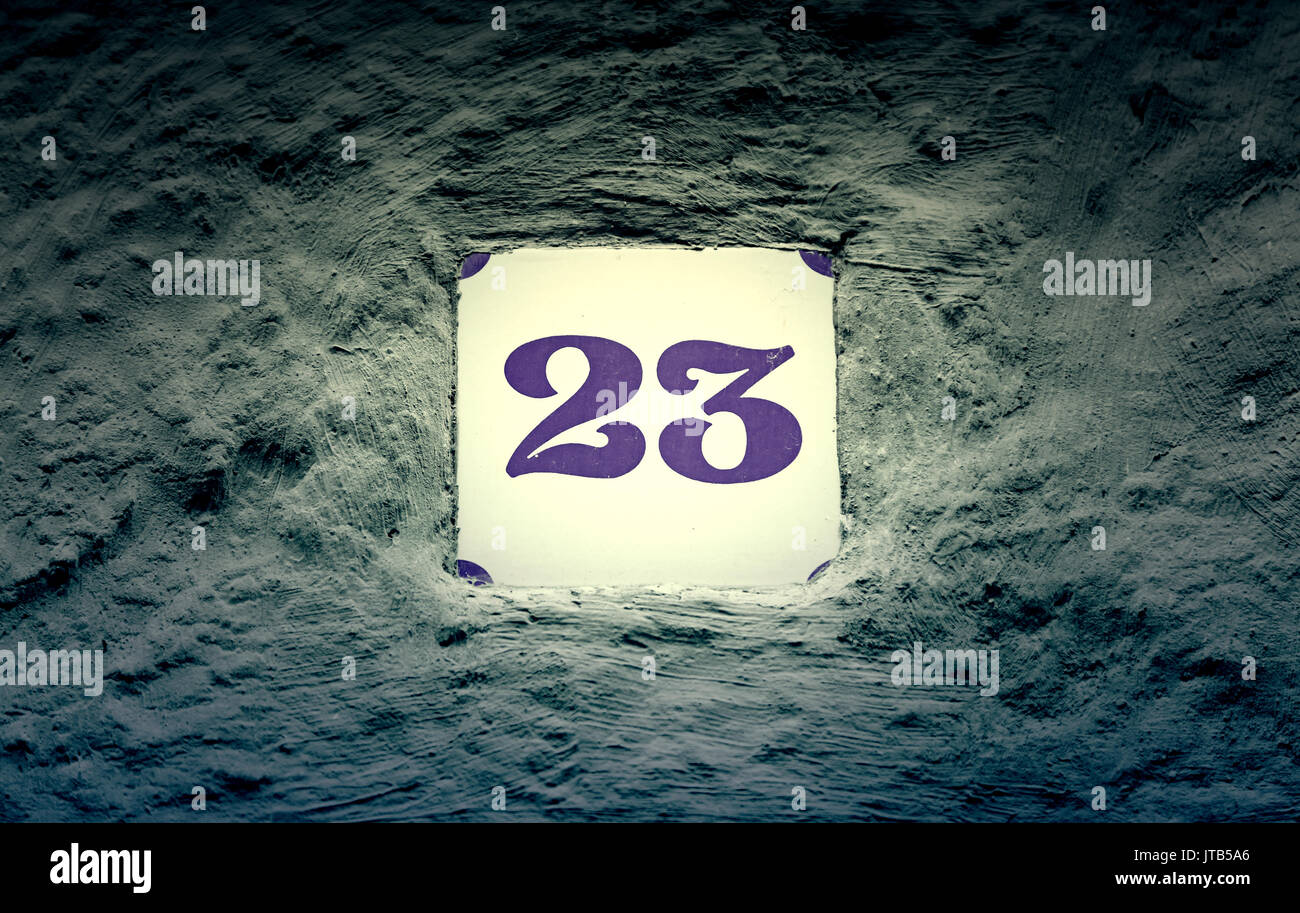 Number twenty-three, detail of an odd number of information, digit ...