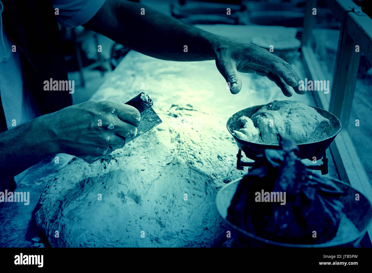 Baker making bread dough, craft detail, healthy food Stock Photo - Alamy
