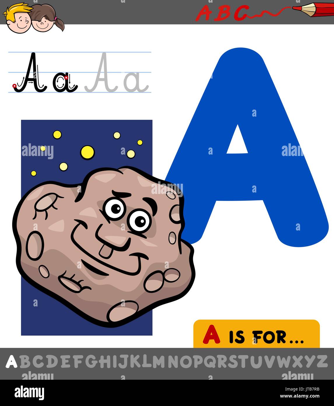 Educational Cartoon Illustration of Letter A from Alphabet with ...