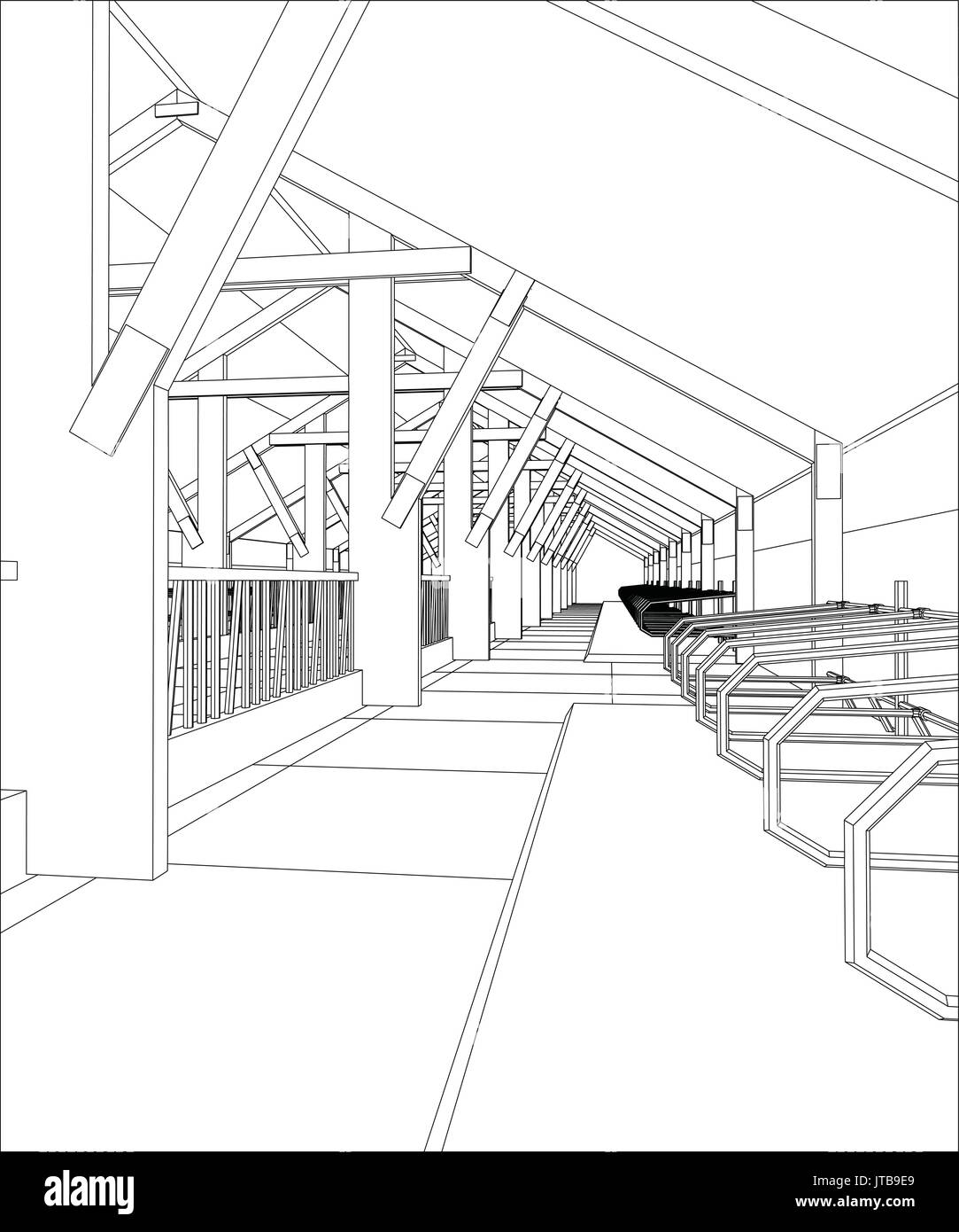 Abstract industrial building constructions. Milk farm. Tracing ...