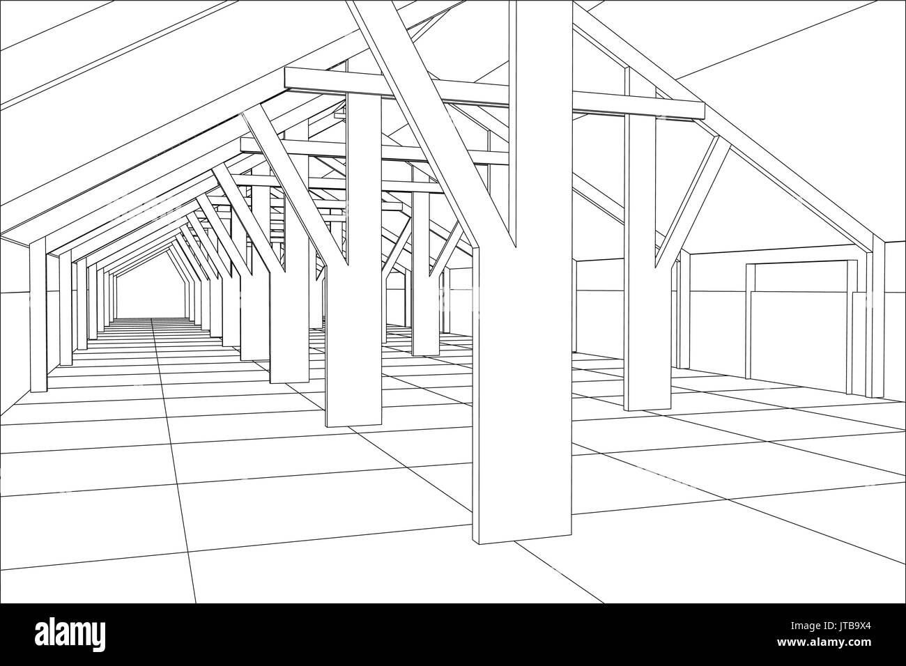 Industrial building wireframe for abstract background.Tracing ...