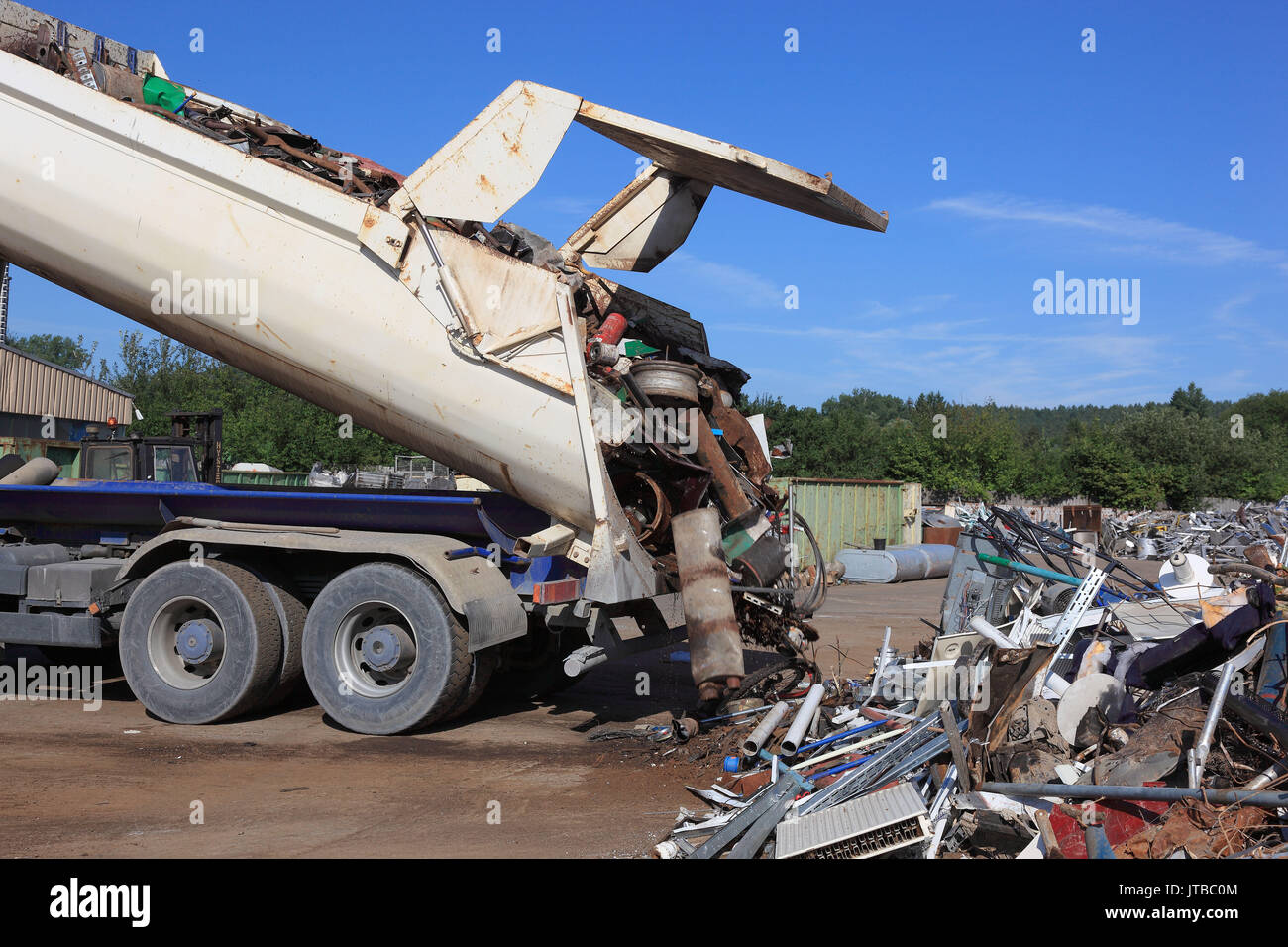 Scrap metal waste dump on a scrap yard, recycling company ...