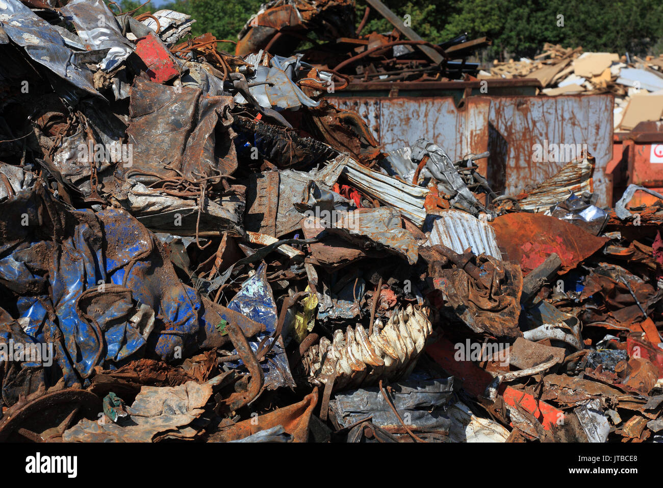 Scrap yard, scrap metal on waste dump in a recycling company ...