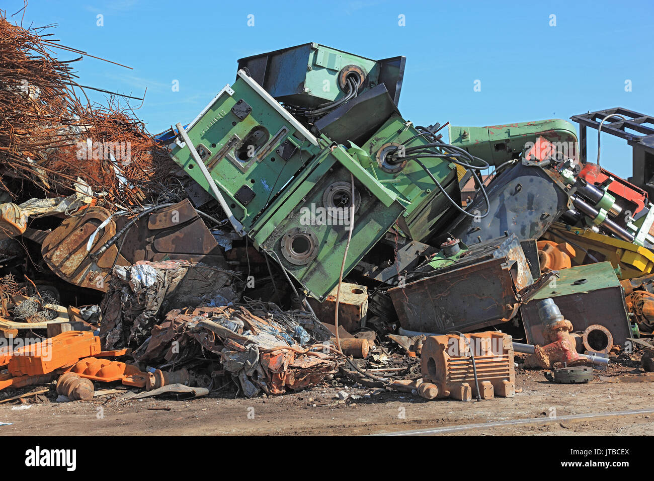 Scrap yard, scrap metal on waste dump in a recycling company ...