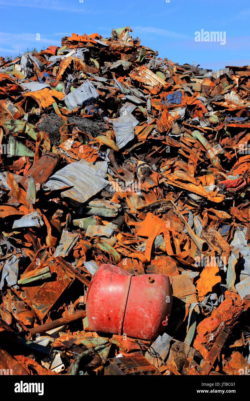 Scrap yard, scrap metal on waste dump in a recycling company ...