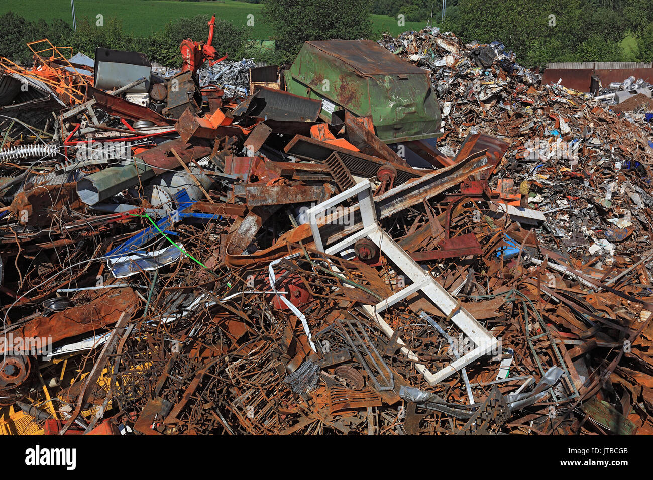 Scrap yard, scrap metal on waste dump in a recycling company ...