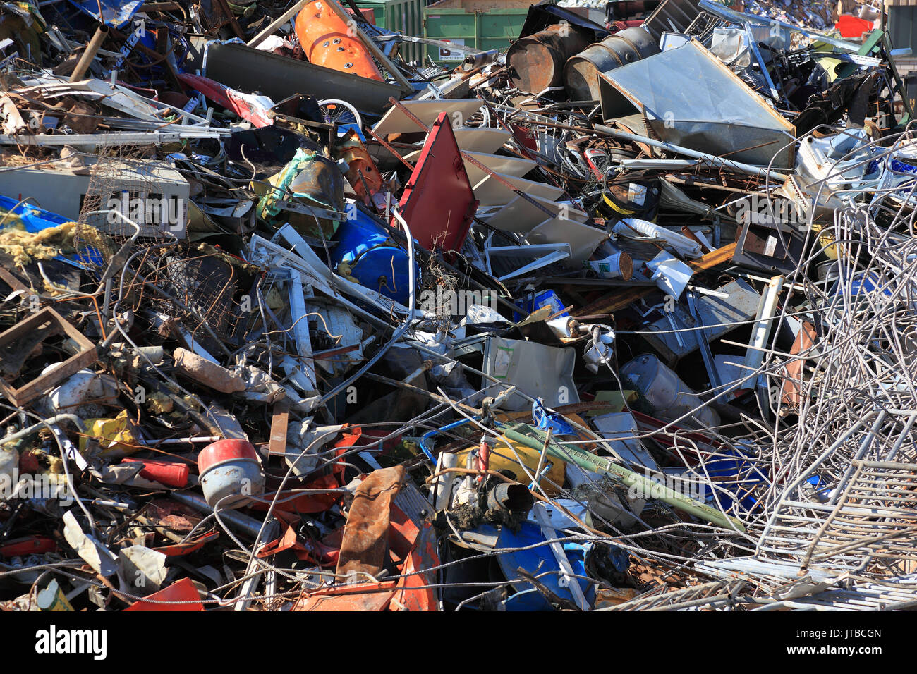 Scrap yard, scrap metal on waste dump in a recycling company ...
