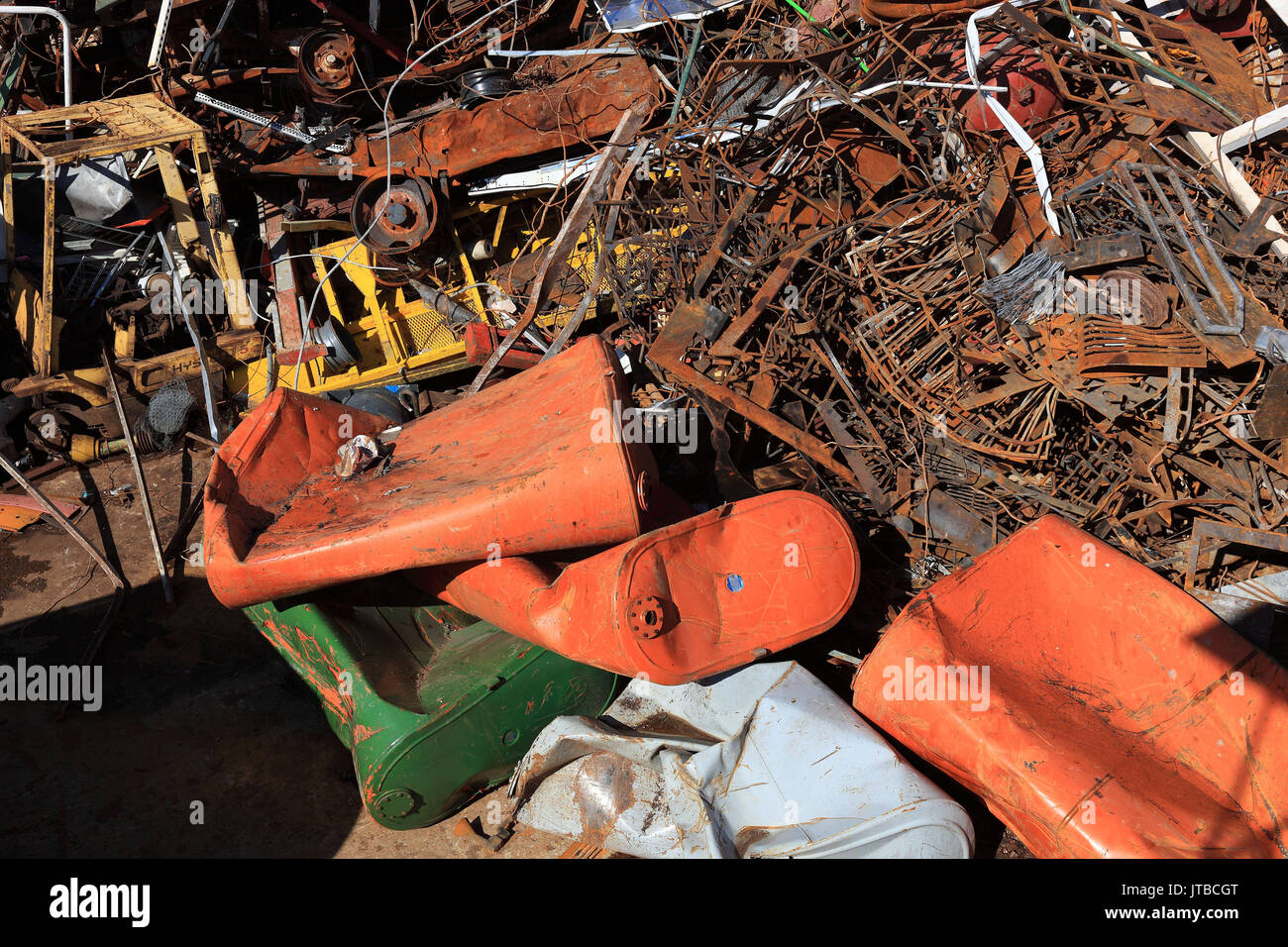 Scrap yard, scrap metal on waste dump in a recycling company ...