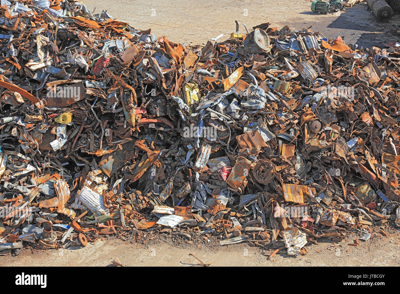 Scrap yard, scrap metal on waste dump in a recycling company ...