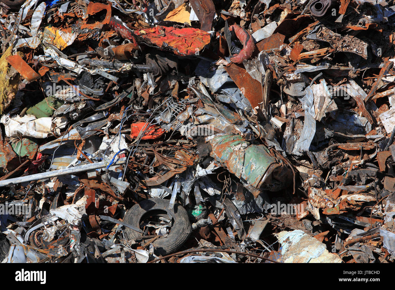 Scrap yard, scrap metal on waste dump in a recycling company ...