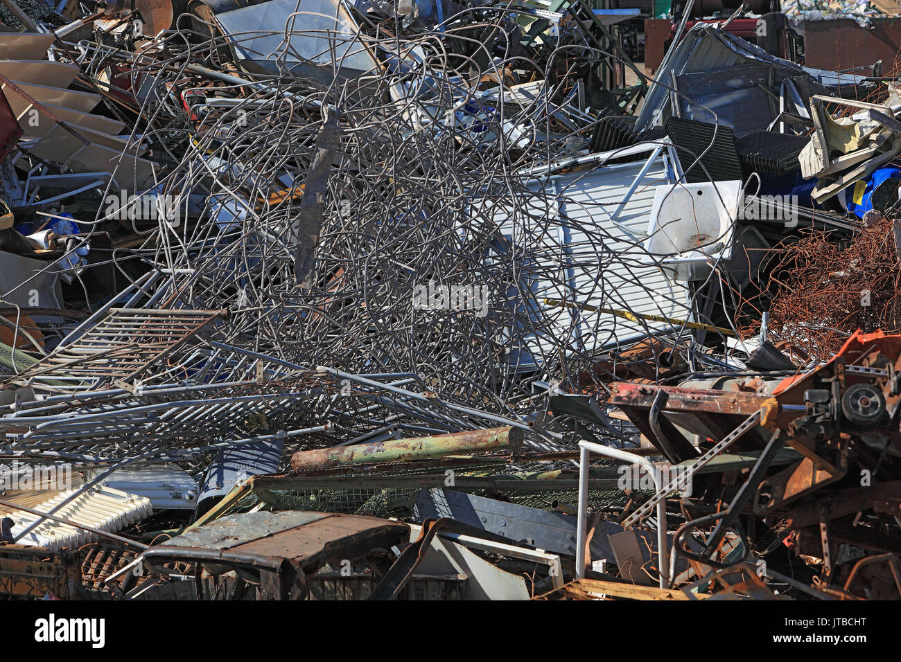 Scrap yard, scrap metal on waste dump in a recycling company ...