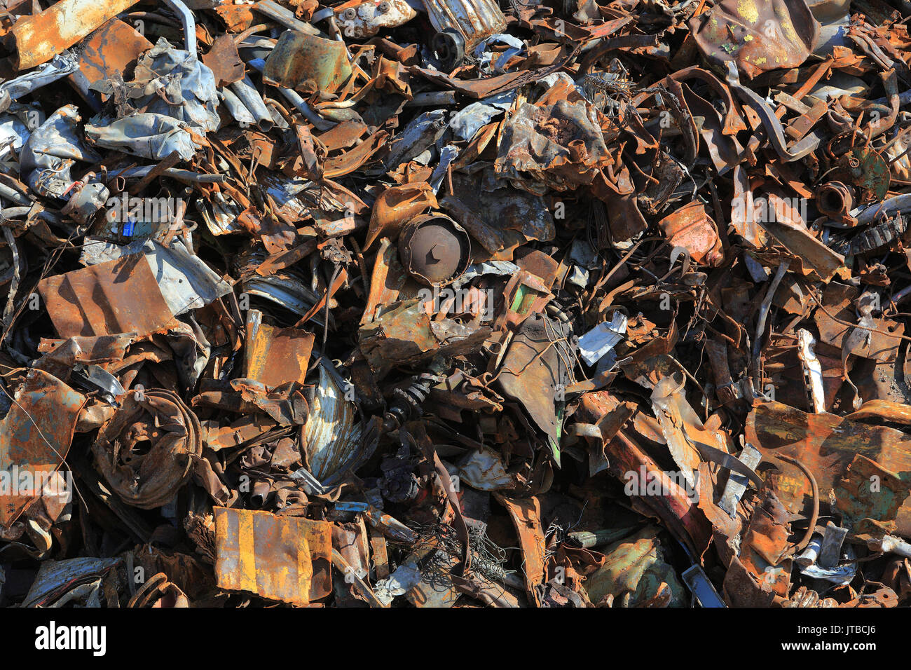 Scrap yard, scrap metal on waste dump in a recycling company ...