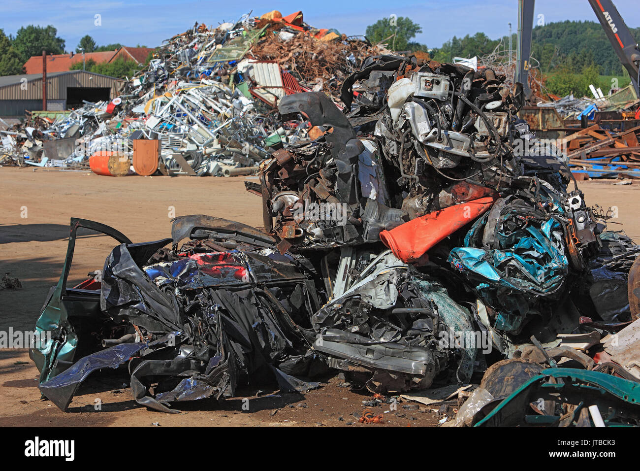 Scrap yard, scrap metal on waste dump in a recycling company ...