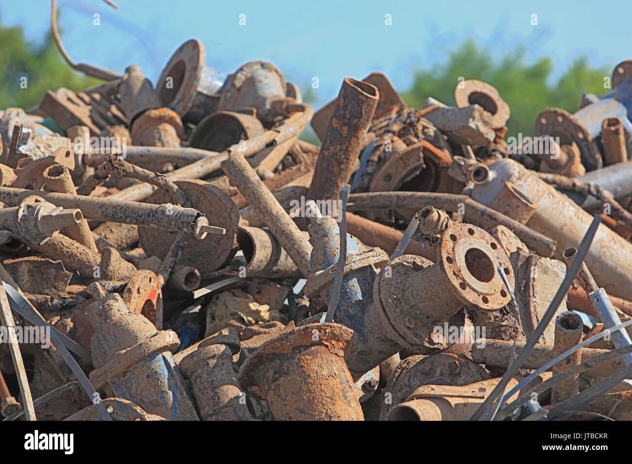 Scrap yard, scrap metal on waste dump in a recycling company ...