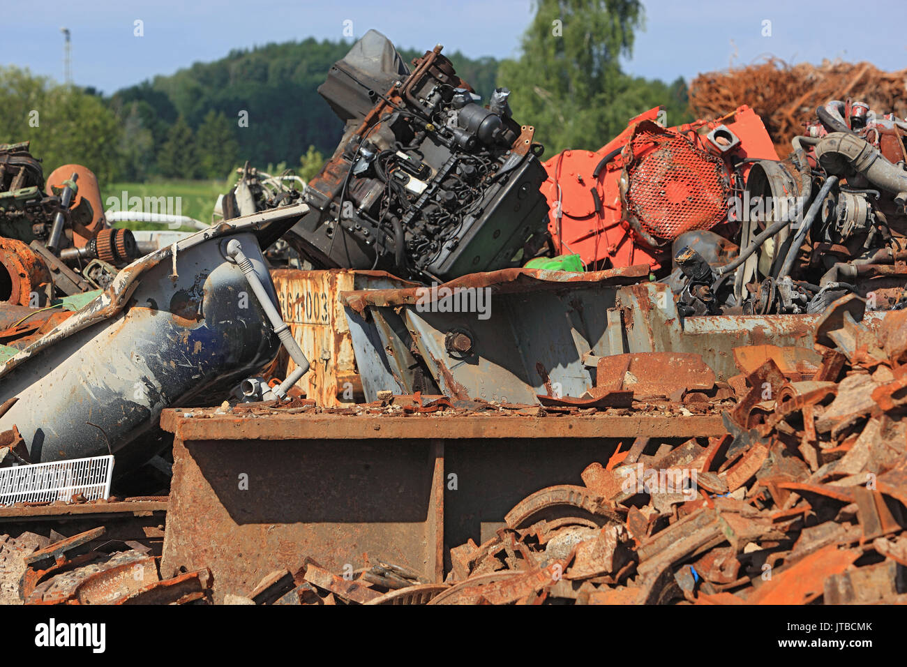 Scrap yard, scrap metal on waste dump in a recycling company ...