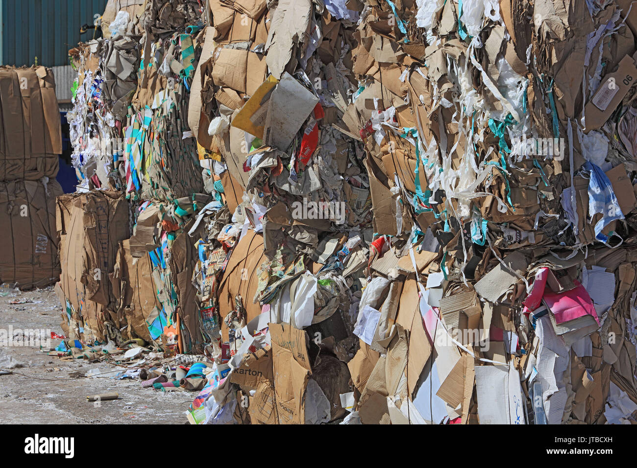 stock of waste paper to the recycling in a recycling company, Lager von ...
