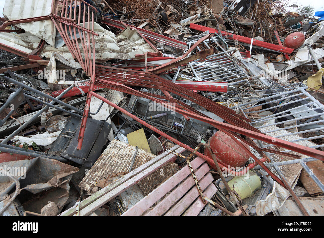 Scrap yard, waste dump with scrap metal and scrap metal in a recycling ...