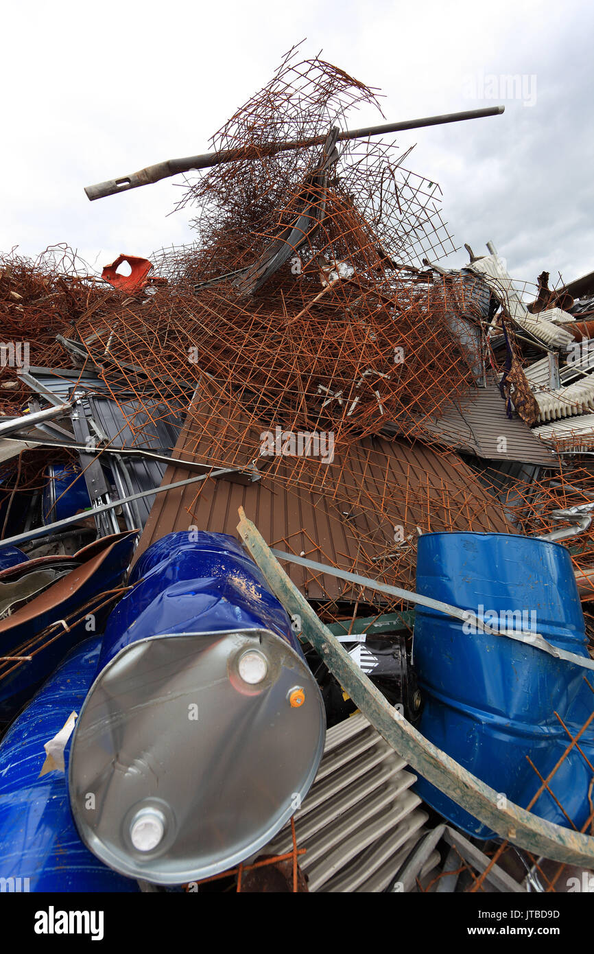 Scrap yard, waste dump with scrap metal and scrap metal in a recycling ...