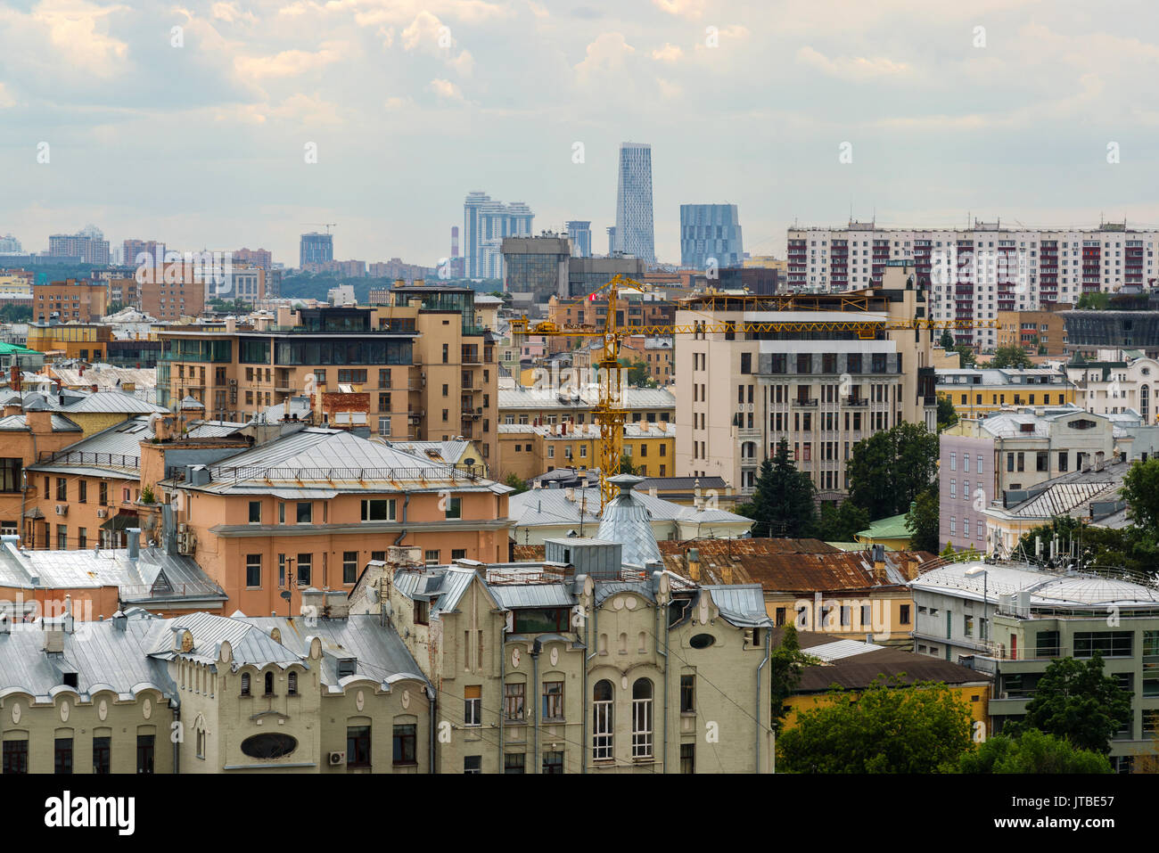 Cityscape with old and a new houses. Moscow, Russia Stock Photo - Alamy