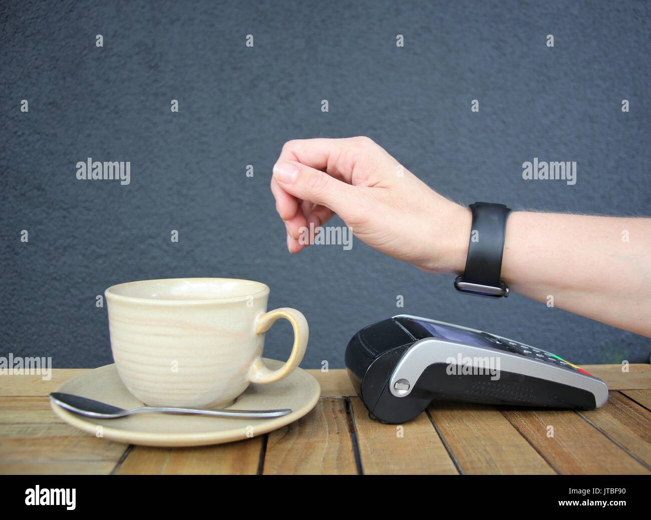 contactless payment smartwatch watch pdq nfc background with copy space ...