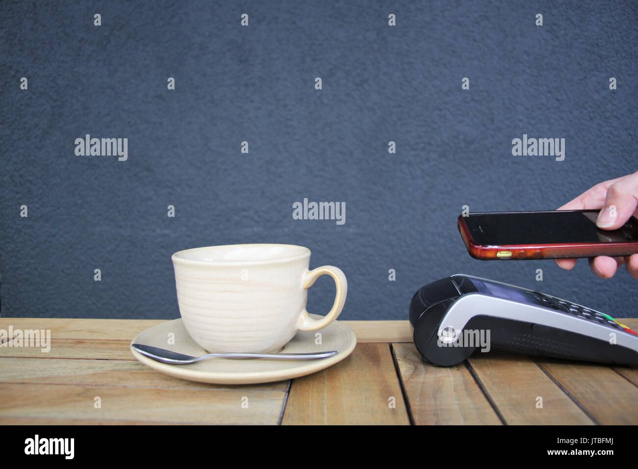 contactless payment smartphone phone pdq nfc background with copy space ...