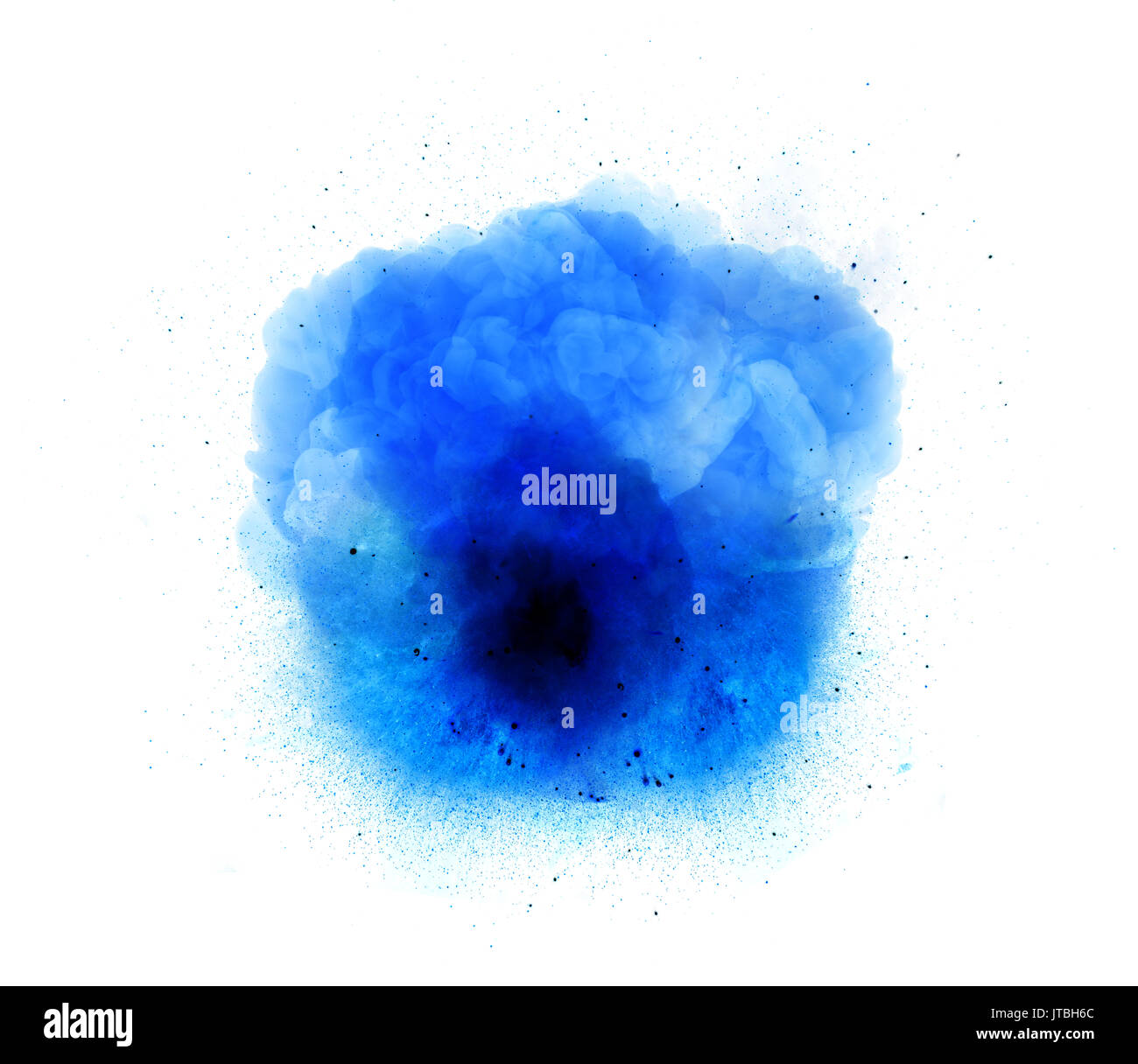 Abstract, blue explosion of fire against white background Stock Photo ...