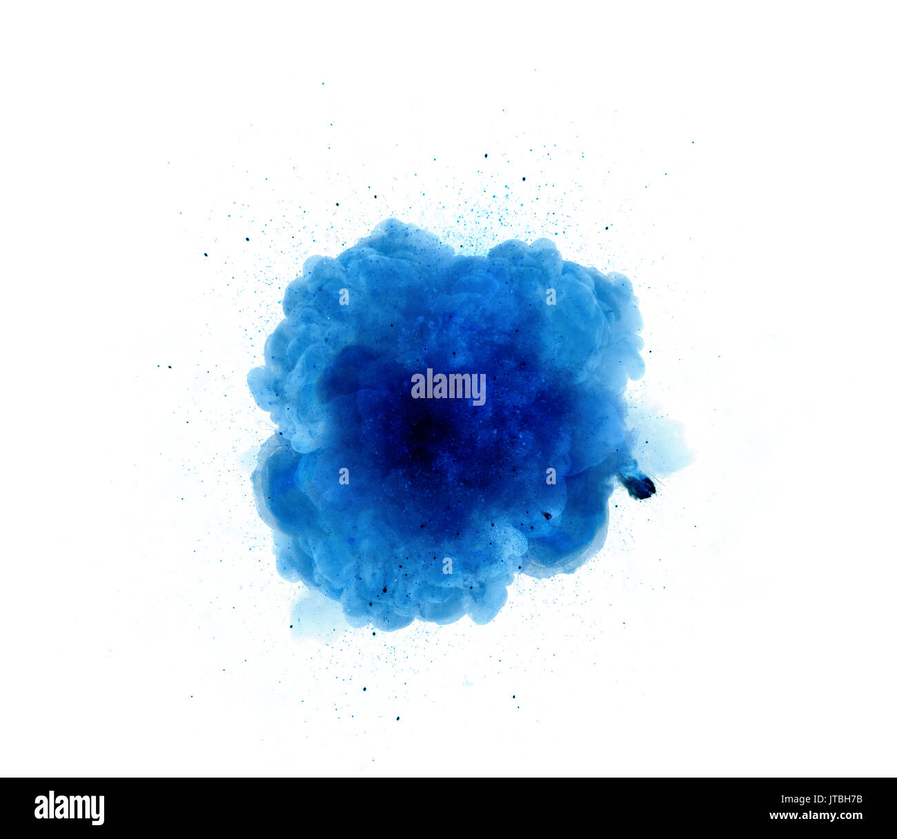 Abstract, blue explosion of fire against white background Stock Photo ...