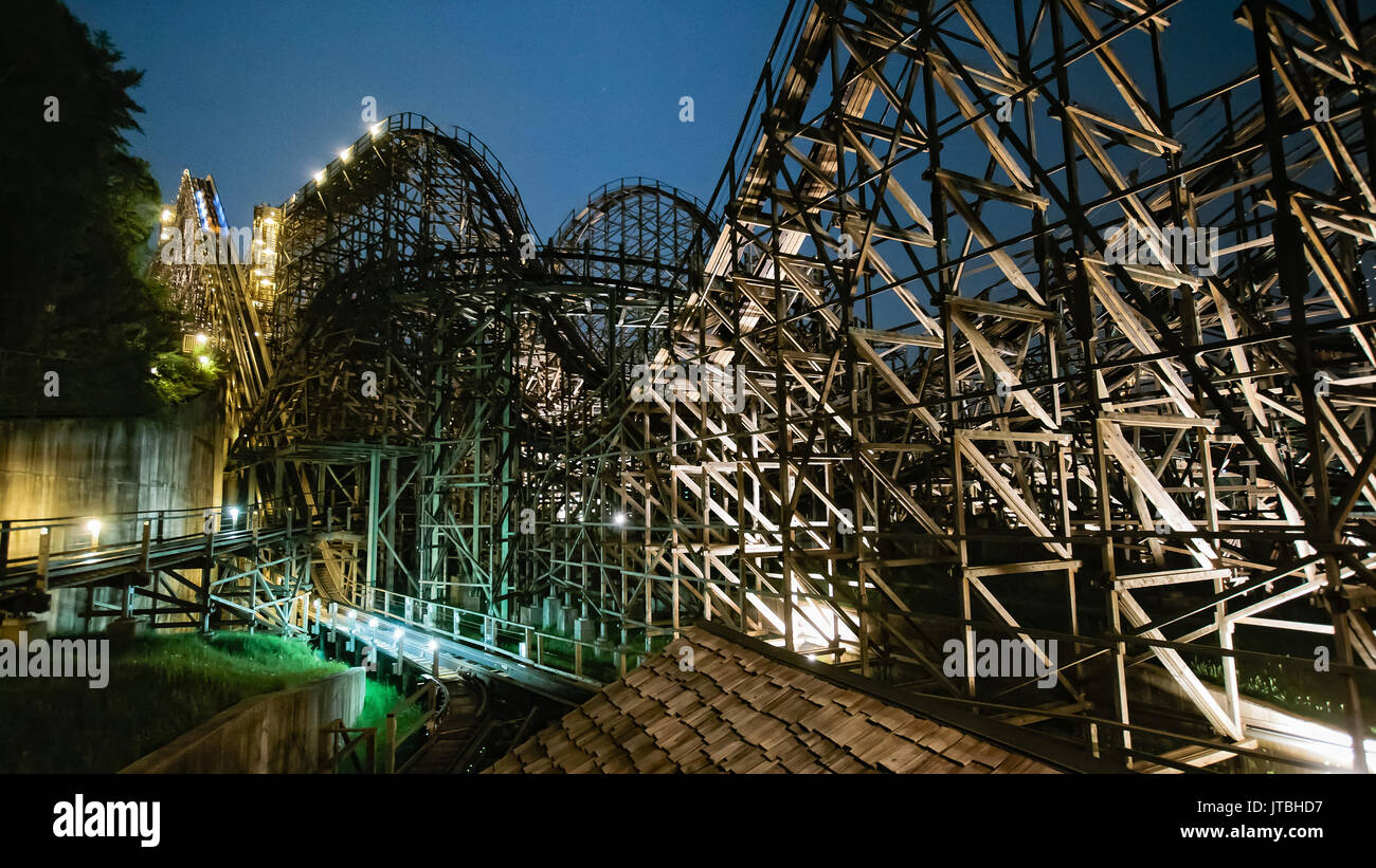 Wooden roller coaster everland hi-res stock photography and images - Alamy