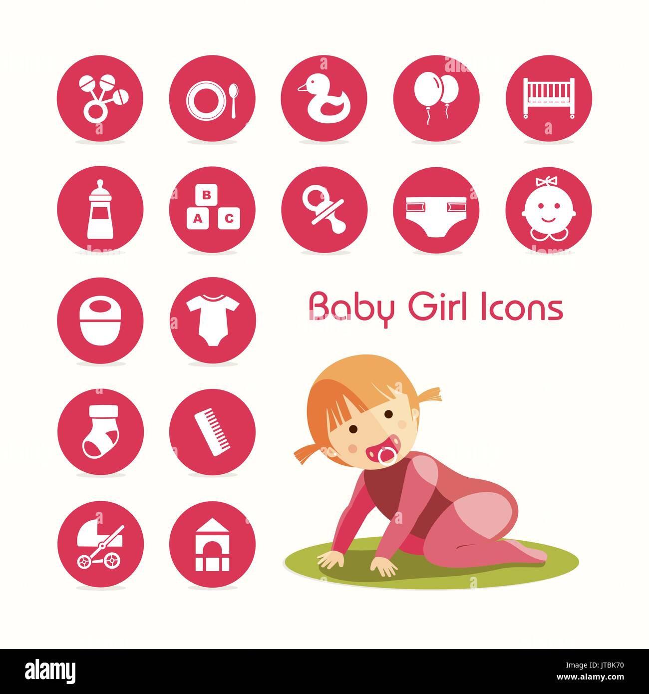Baby girl diaper crawling Stock Vector Images - Alamy