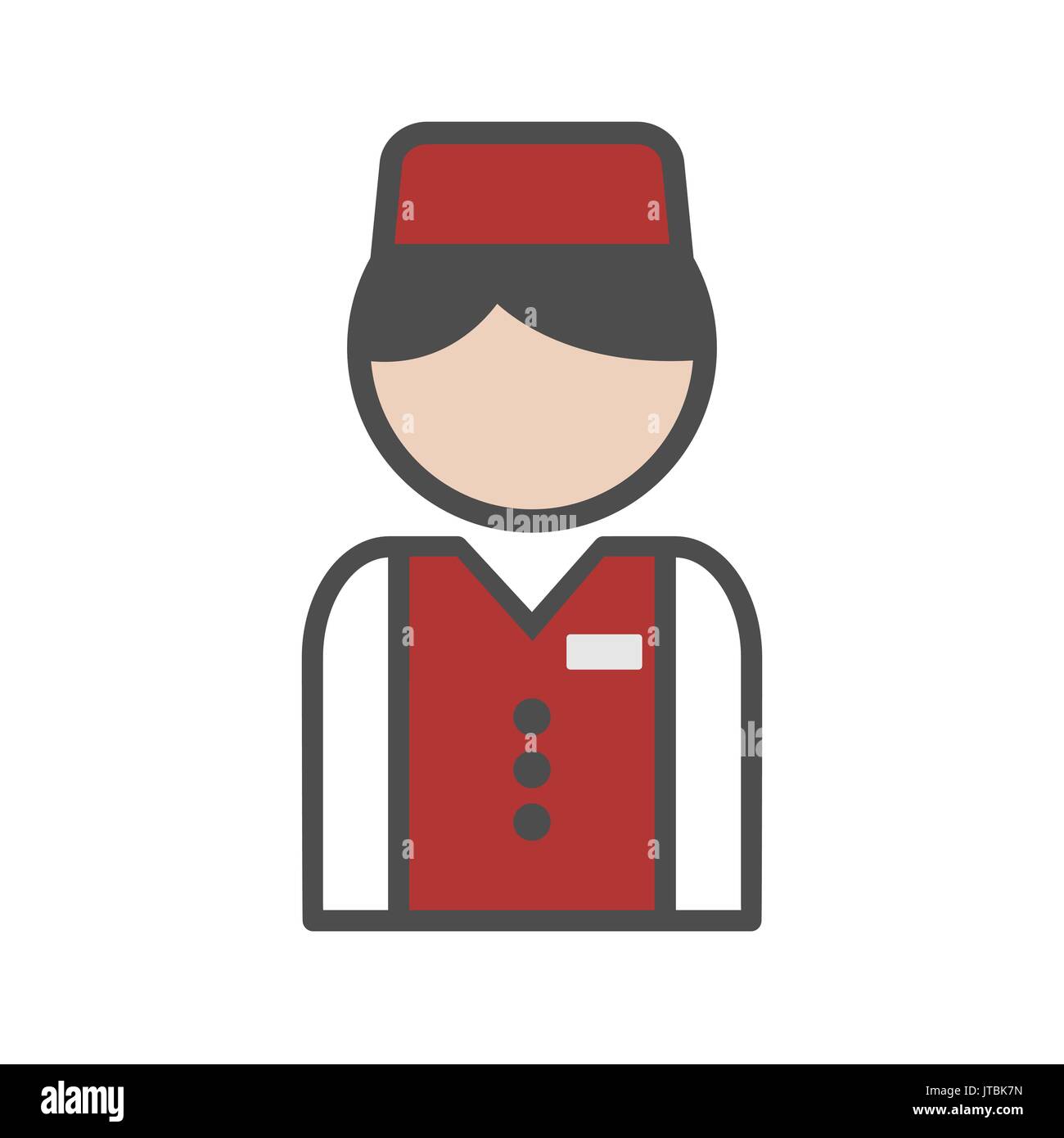 Bellboy icon with red uniform on white background Stock Vector Image ...