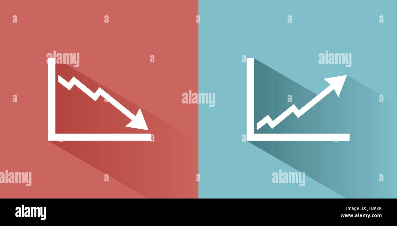 Graphic statistics icons with shadow on colored backgrounds Stock ...