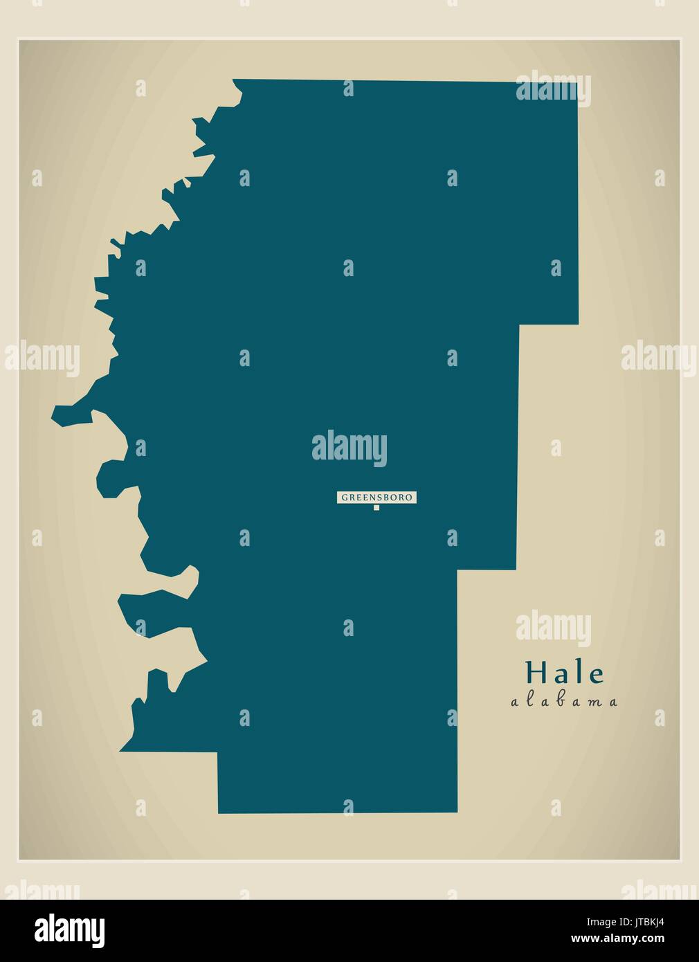 Modern Map - Hale Alabama county USA illustration Stock Vector Image ...