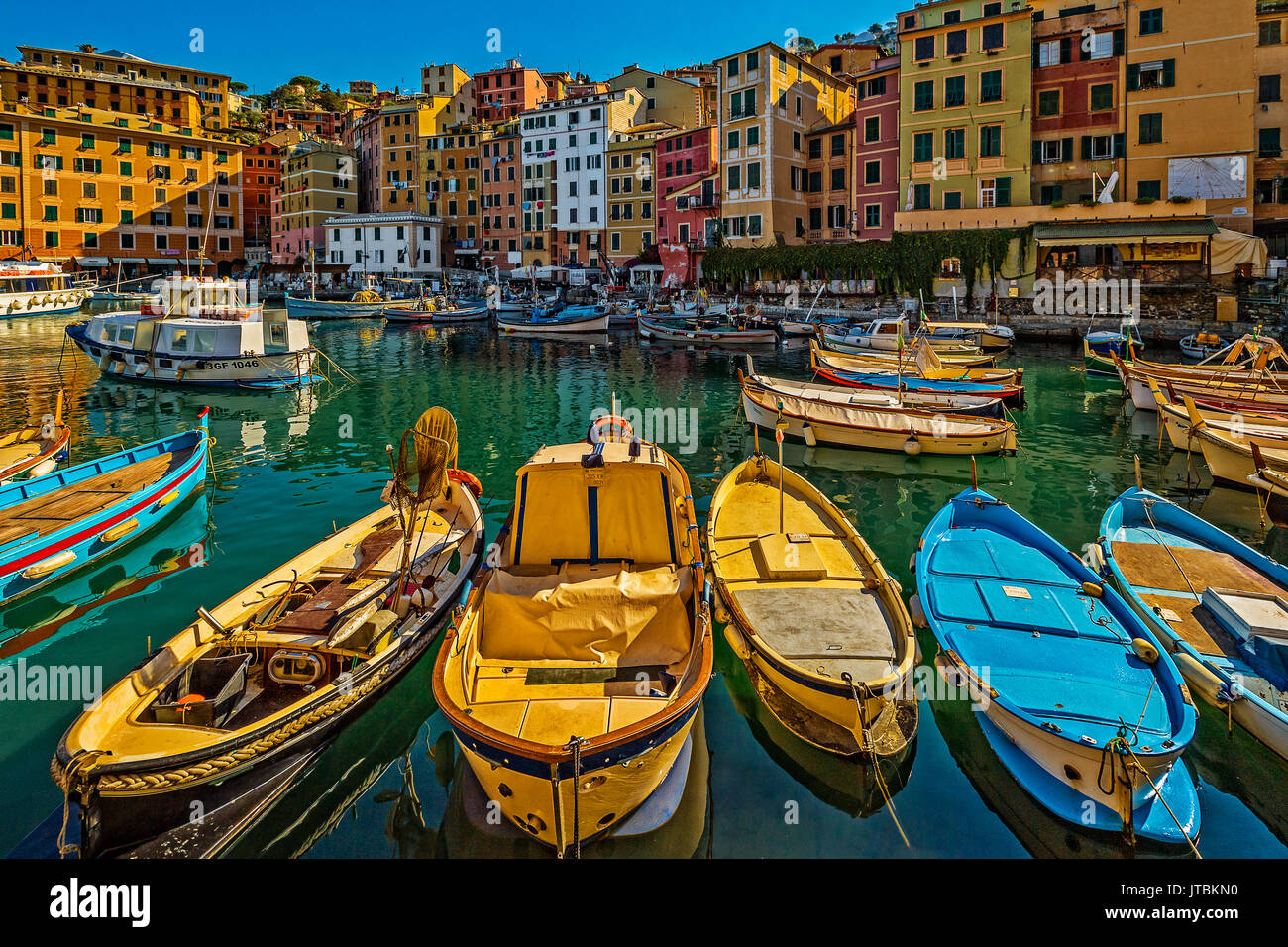 Italy Liguria Camogli view of the fisher port Stock Photo - Alamy