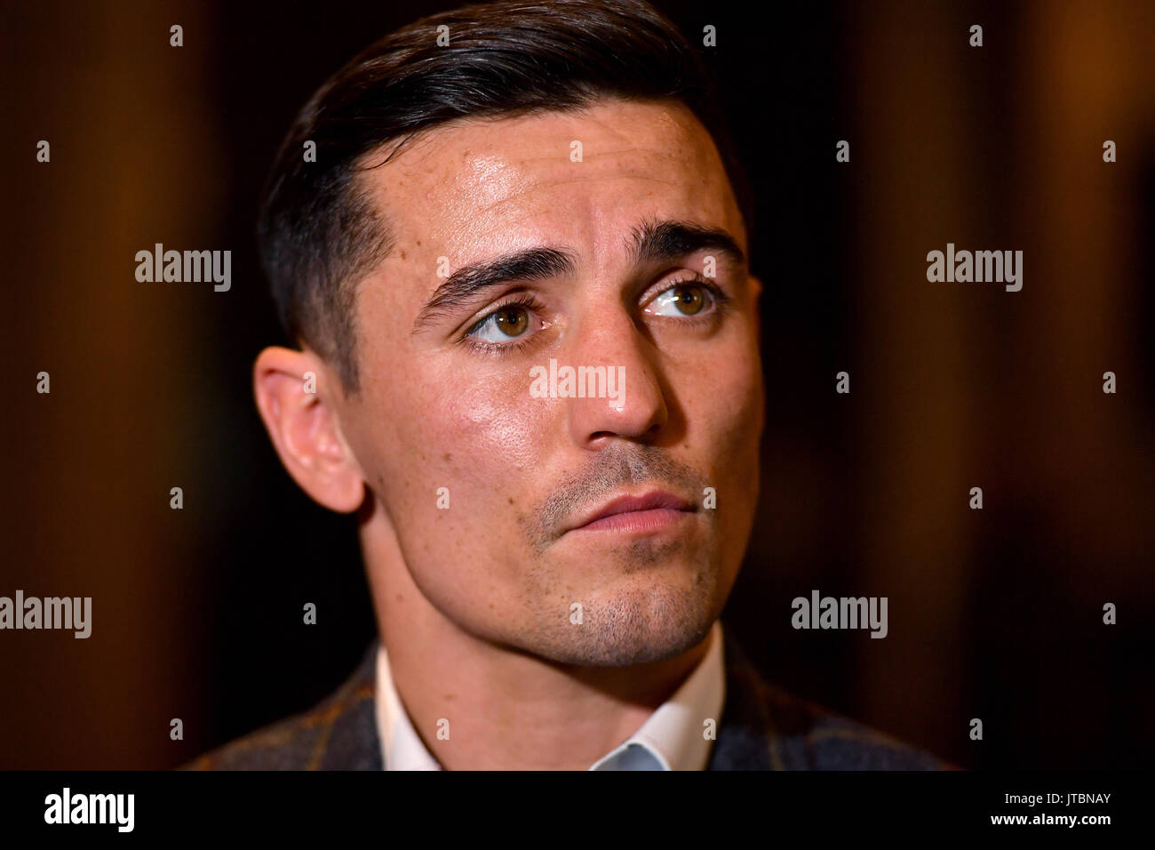 Anthony Crolla speaks during a press conference at the Radisson ...