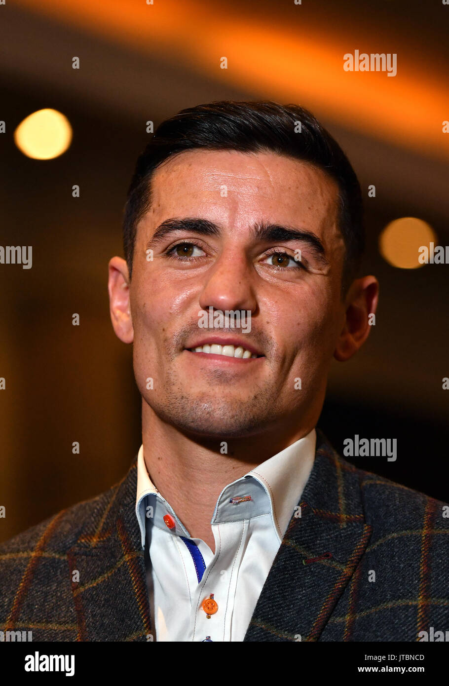 Anthony Crolla speaks during a press conference at the Radisson ...