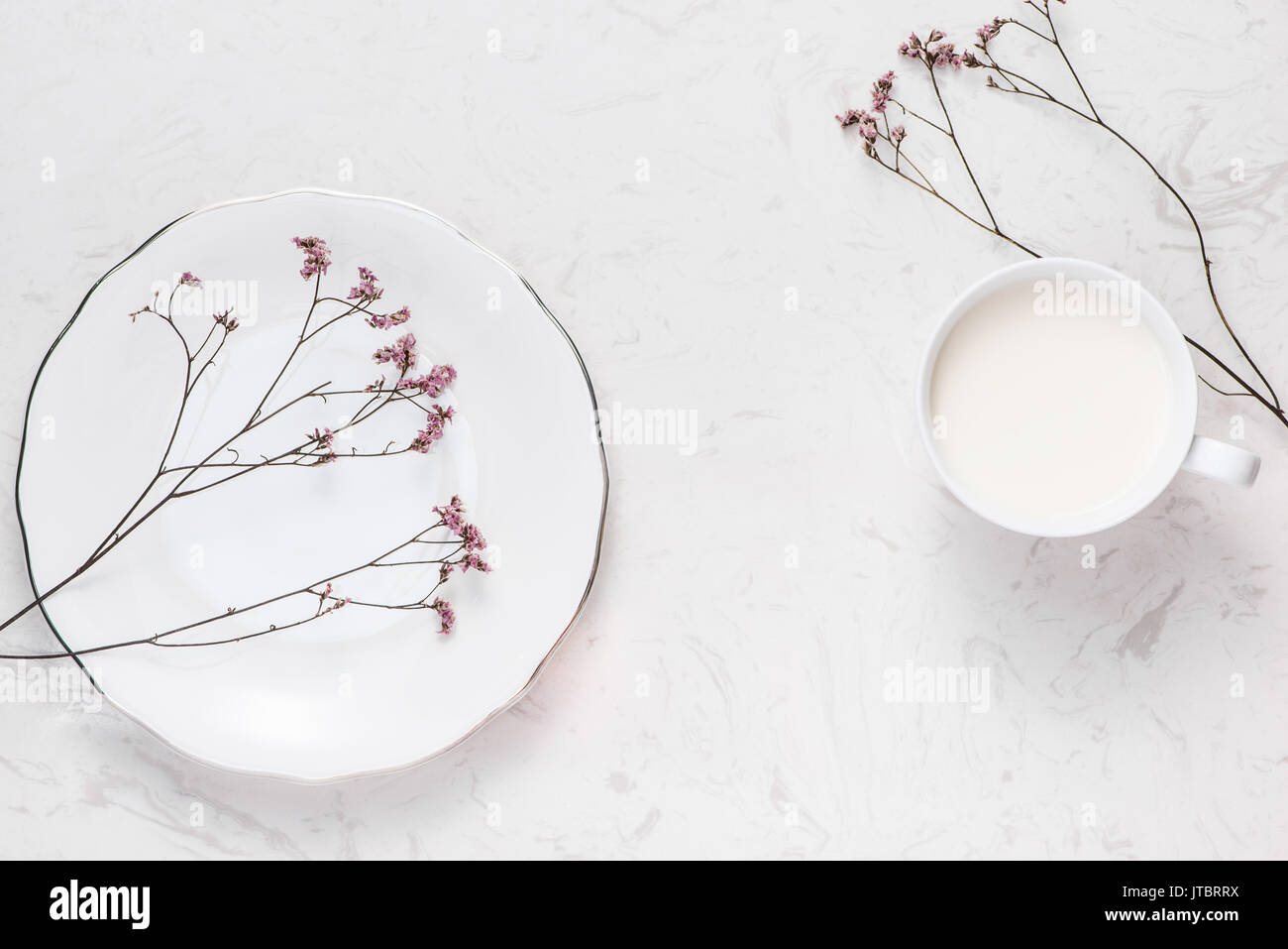 Dairy products. Top view of a cup of milk on a table Stock Photo - Alamy