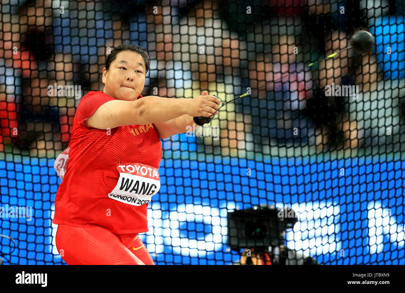 China's Zheng Wang in action in the Women's Hammer Throw final during ...