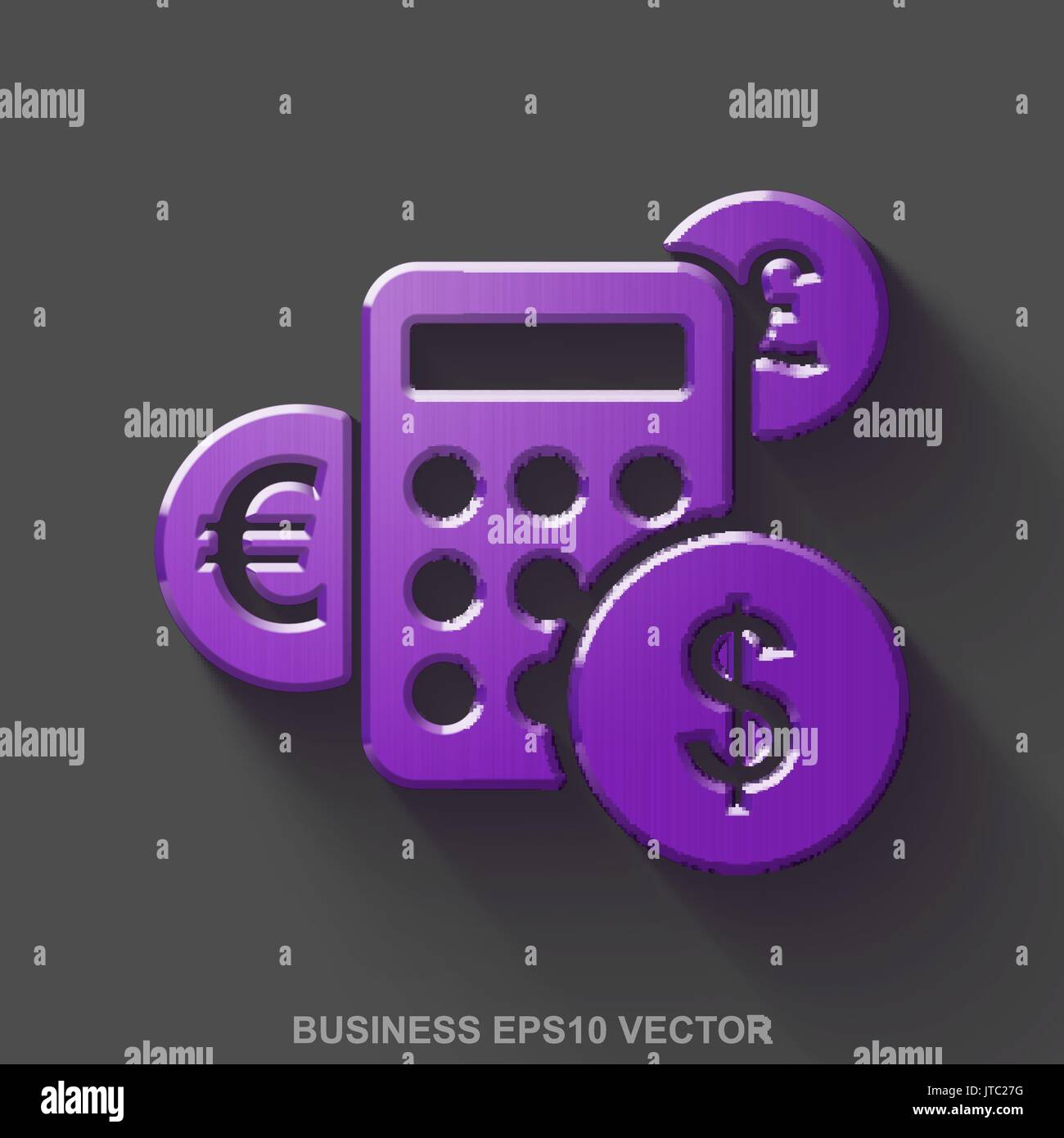Flat metallic finance 3D icon. Purple Glossy Metal Calculator on Gray ...